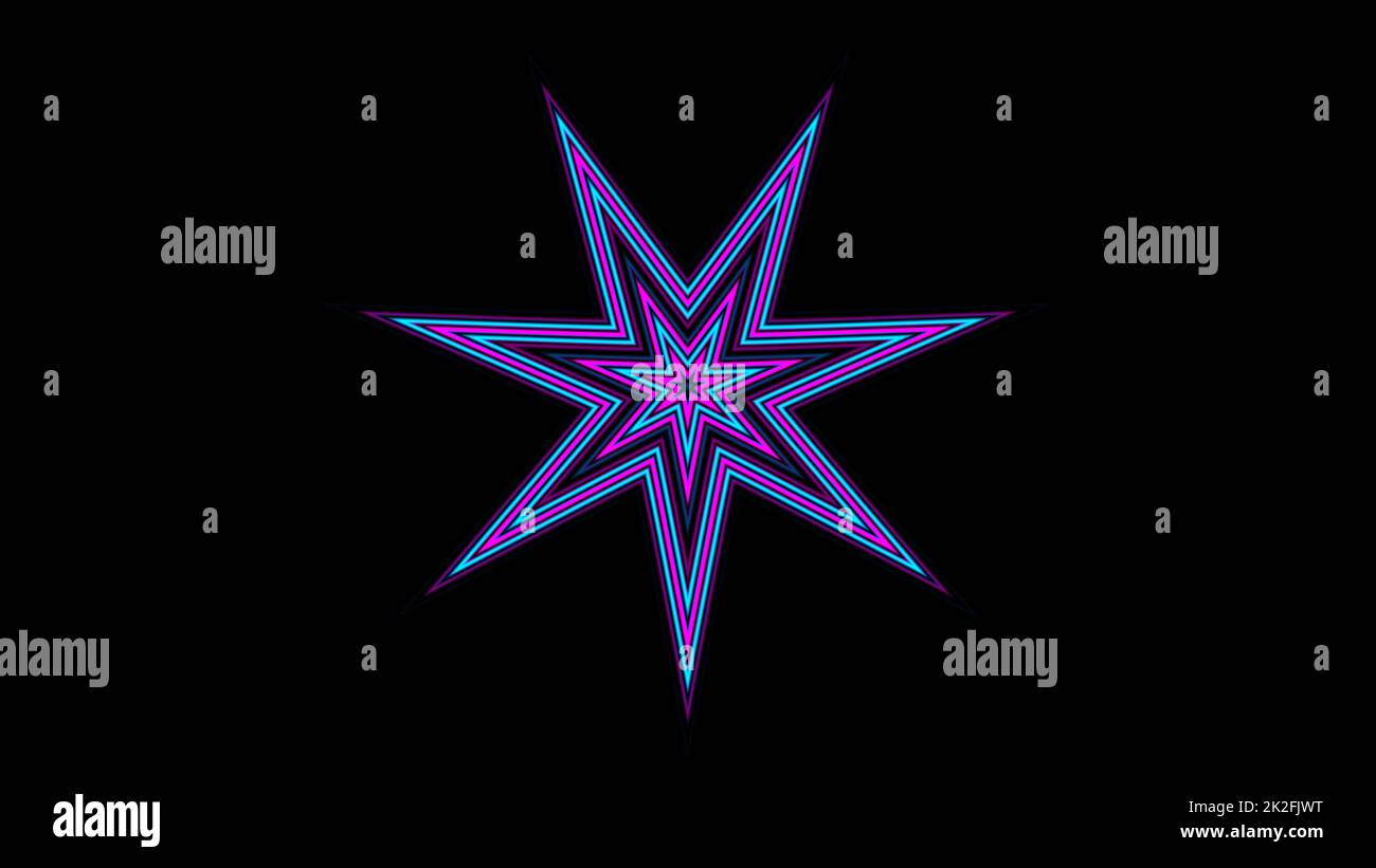 Illustration of Psychedelic star shape over black Stock Photo - Alamy