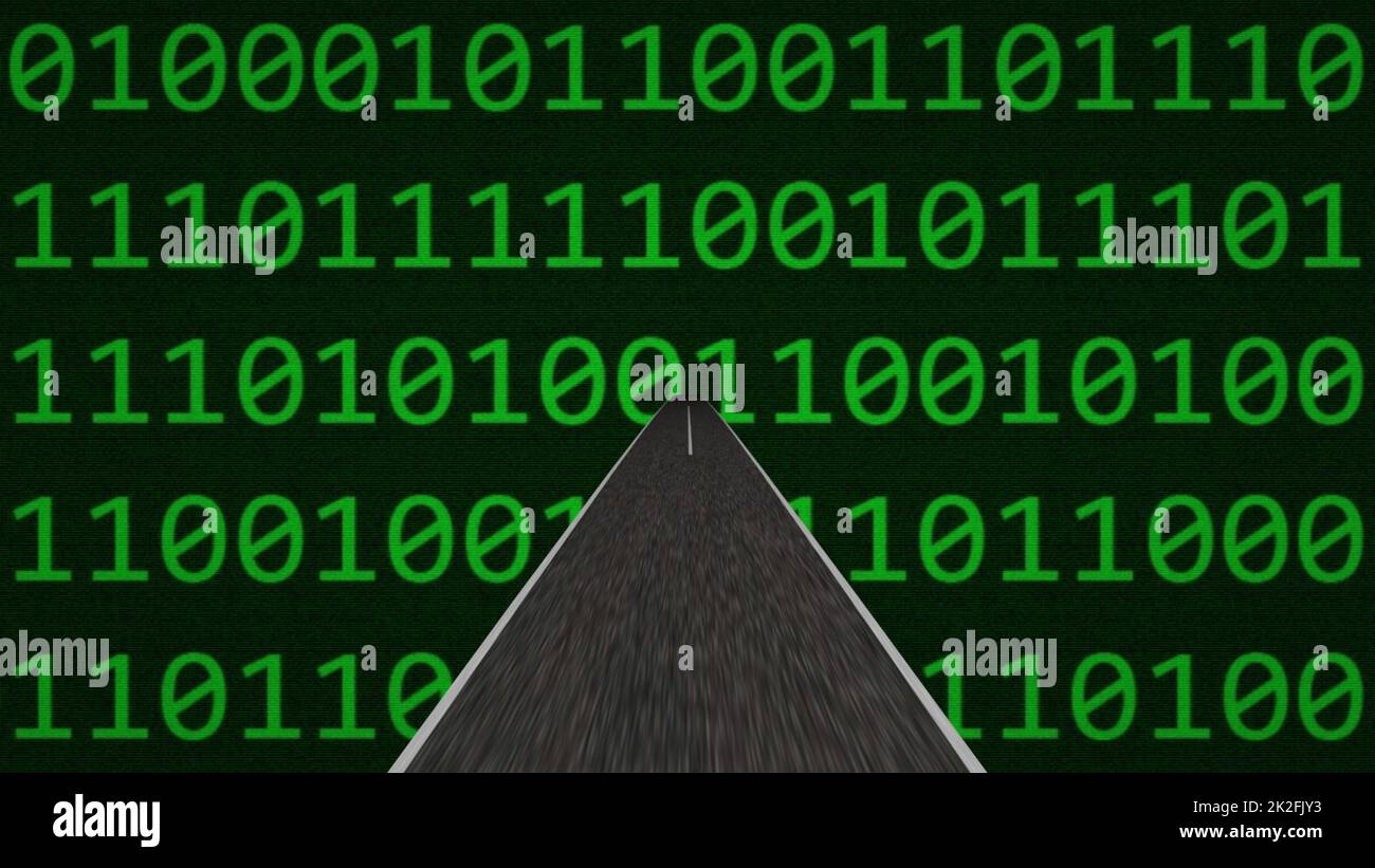 Driving into the digital world 3d illustration Stock Photo - Alamy