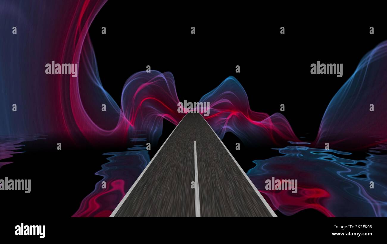 Driving into the world of fantasy and illusion 3d illustration Stock ...