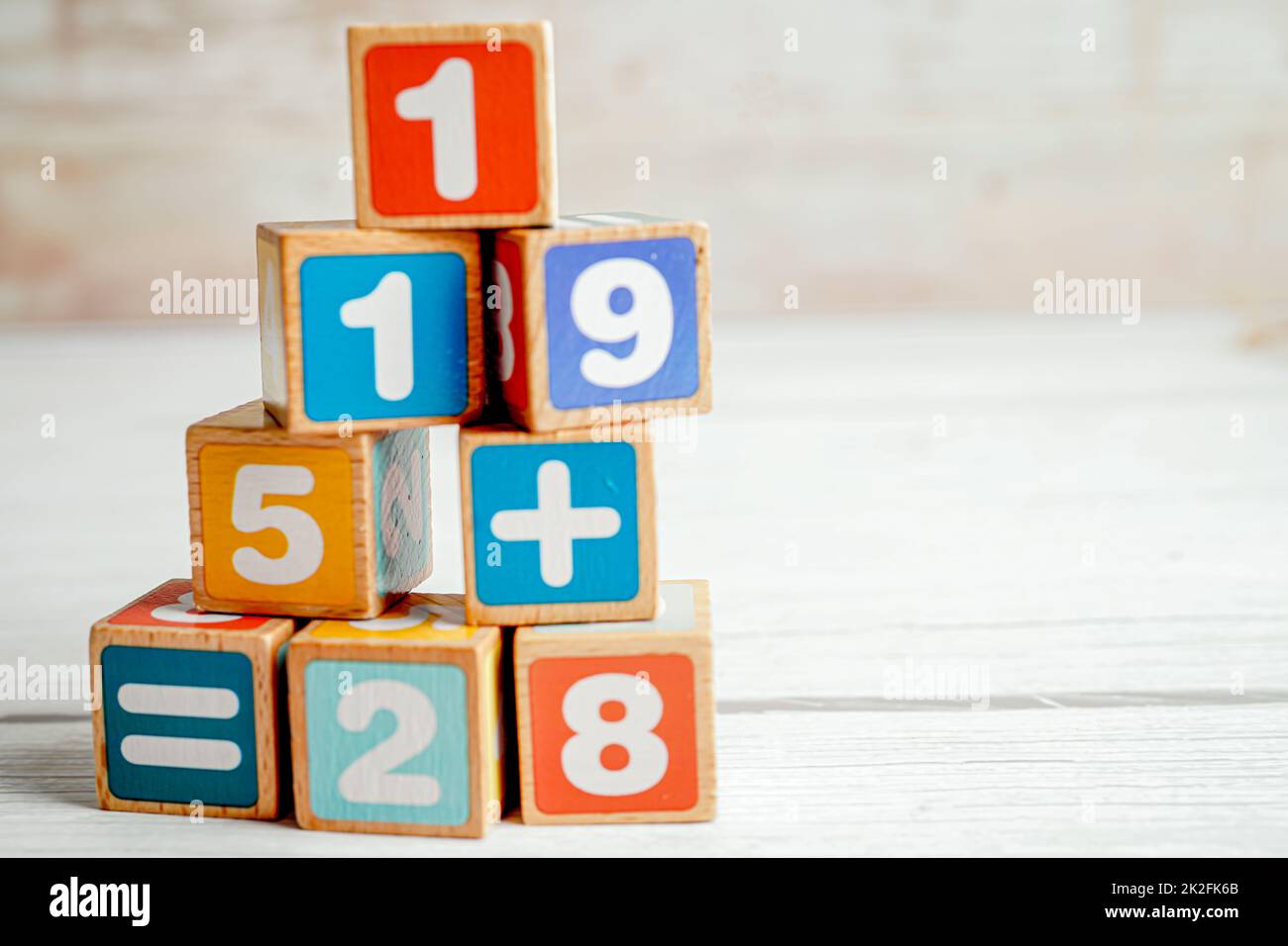 Number wood block cubes for learning Mathematic, education math concept ...