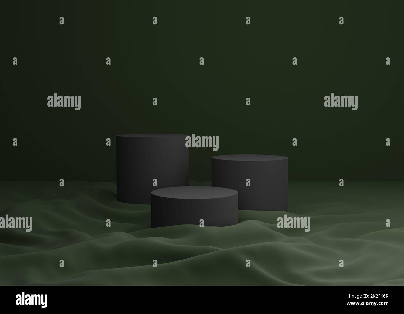 Dark Green Composition of Three Podiums or Stands for Product Display ...