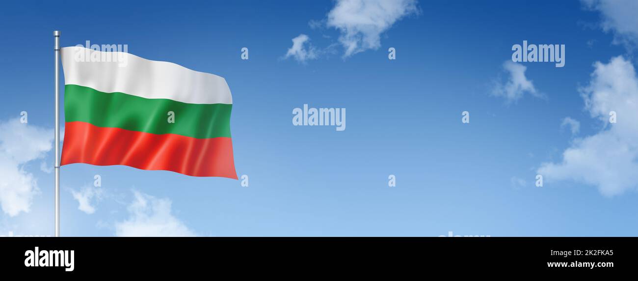Bulgarian flag isolated on a blue sky. Horizontal banner Stock Photo ...