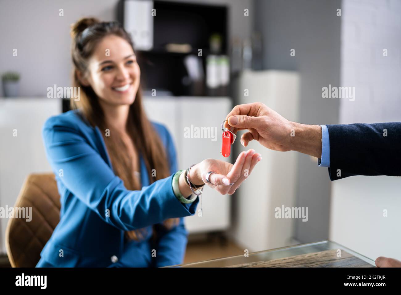 Real Estate House Sale Key Handover Stock Photo - Alamy
