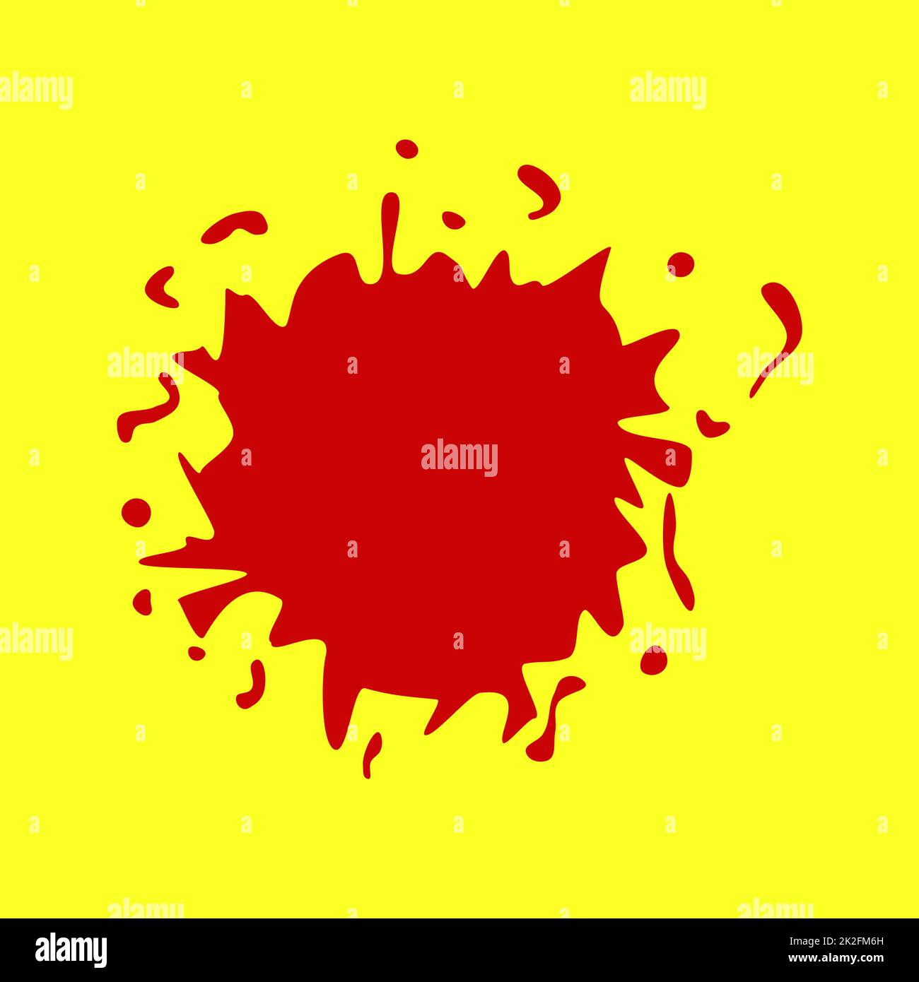 Blob of red color on yellow background Stock Photo - Alamy