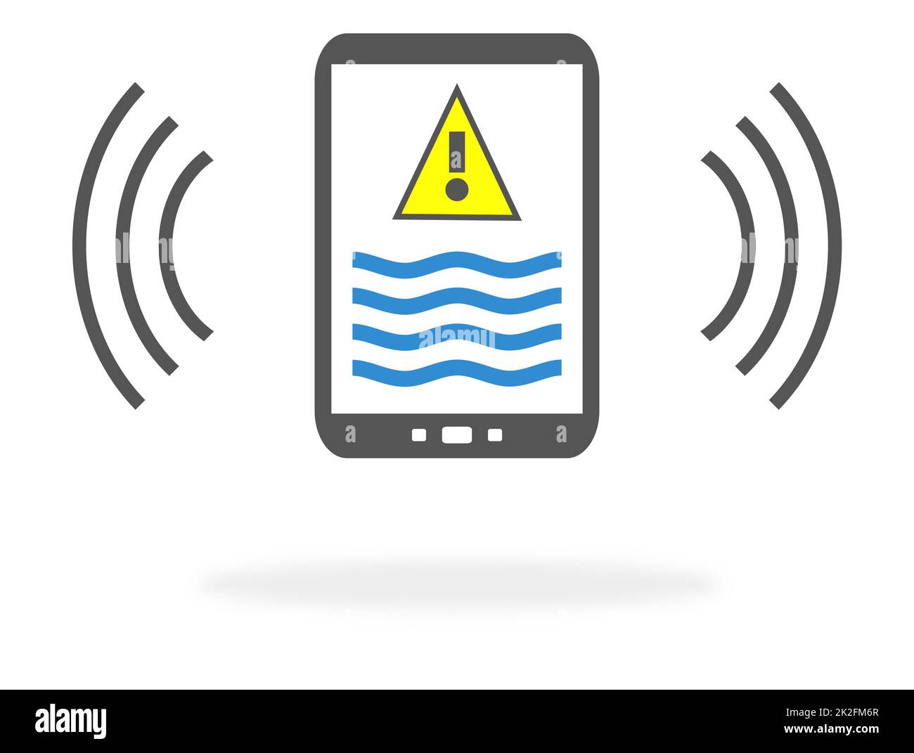 Smartphone Warning: Flood, High Tide or Heavy Rain Stock Photo - Alamy
