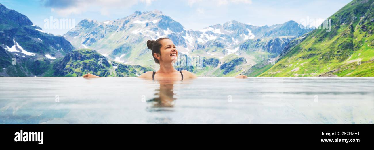 Photo Of Woman In Infinity Pool Stock Photo - Alamy