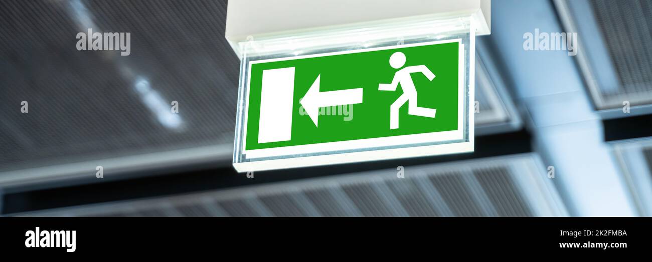 Emergency Evacuation Exit Sign Stock Photo - Alamy