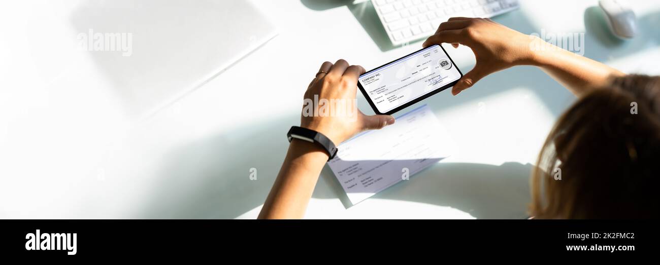 Remote Check Deposit Taking Photo Stock Photo - Alamy