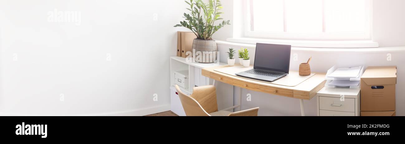 Panoramic view of the office workplace in modern style Stock Photo - Alamy