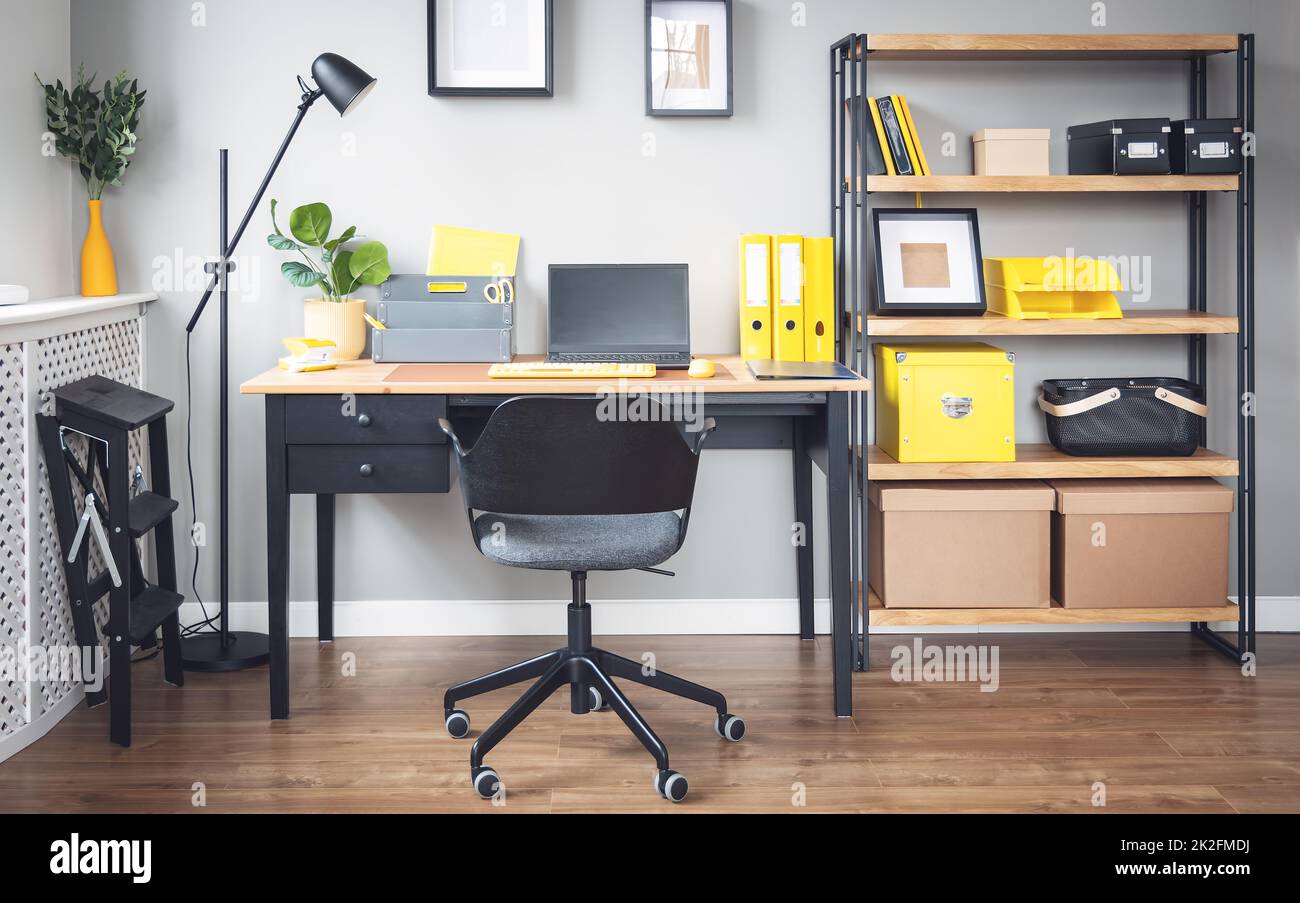 Contemporary view of the office workplace in modern style Stock Photo ...