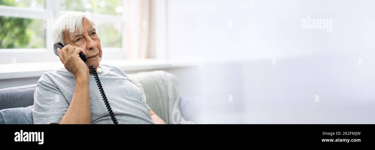 Senior Old Man Talking On Telephone Stock Photo - Alamy