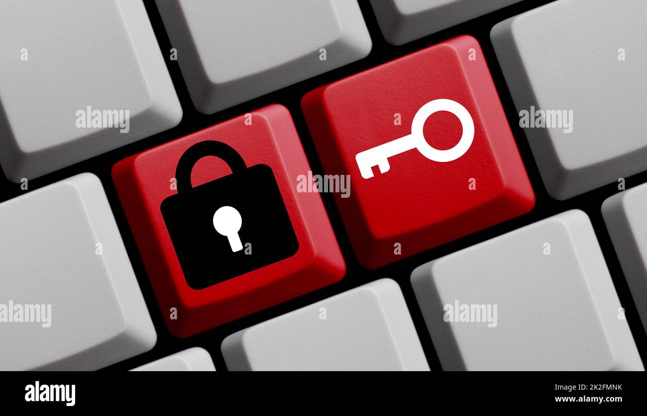 Computer Keyboard: Online security 3D Illustration Stock Photo - Alamy
