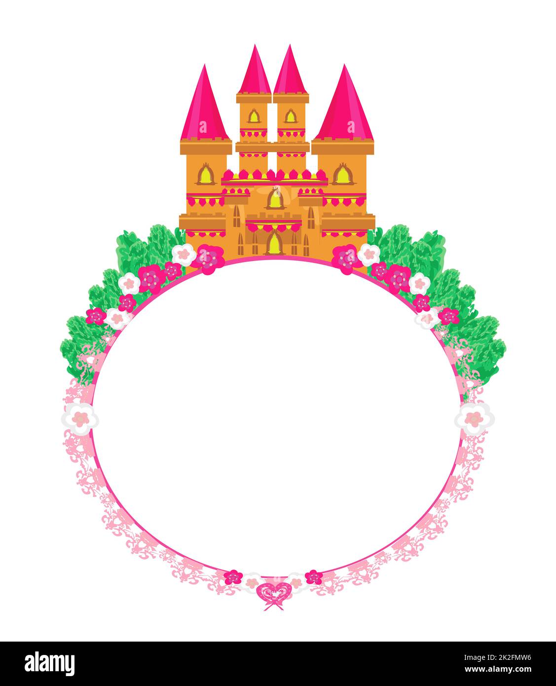magical fairy tale land - decorative card with a castle and a beautiful ...