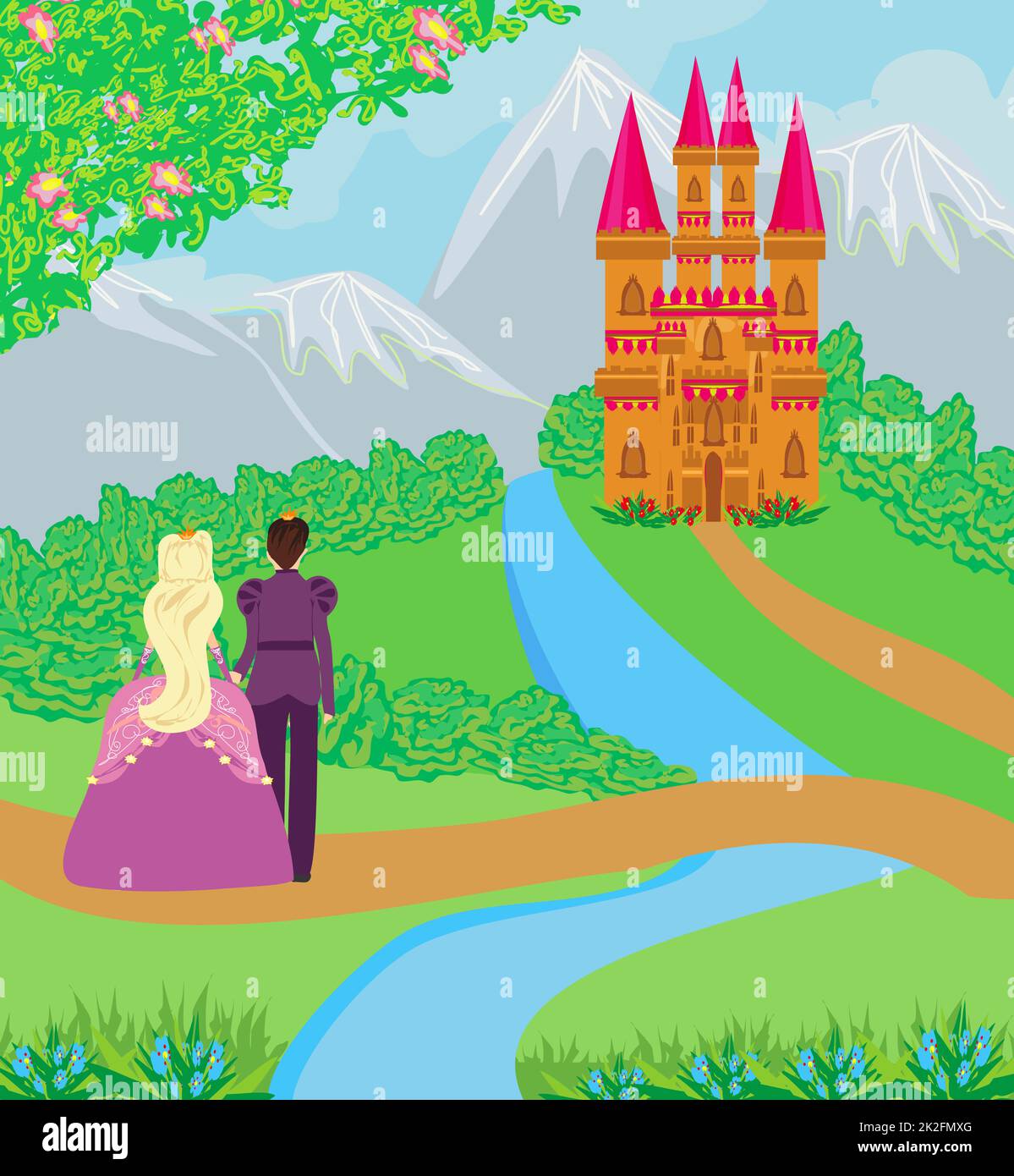 the princess and the prince in a beautiful garden Stock Photo - Alamy