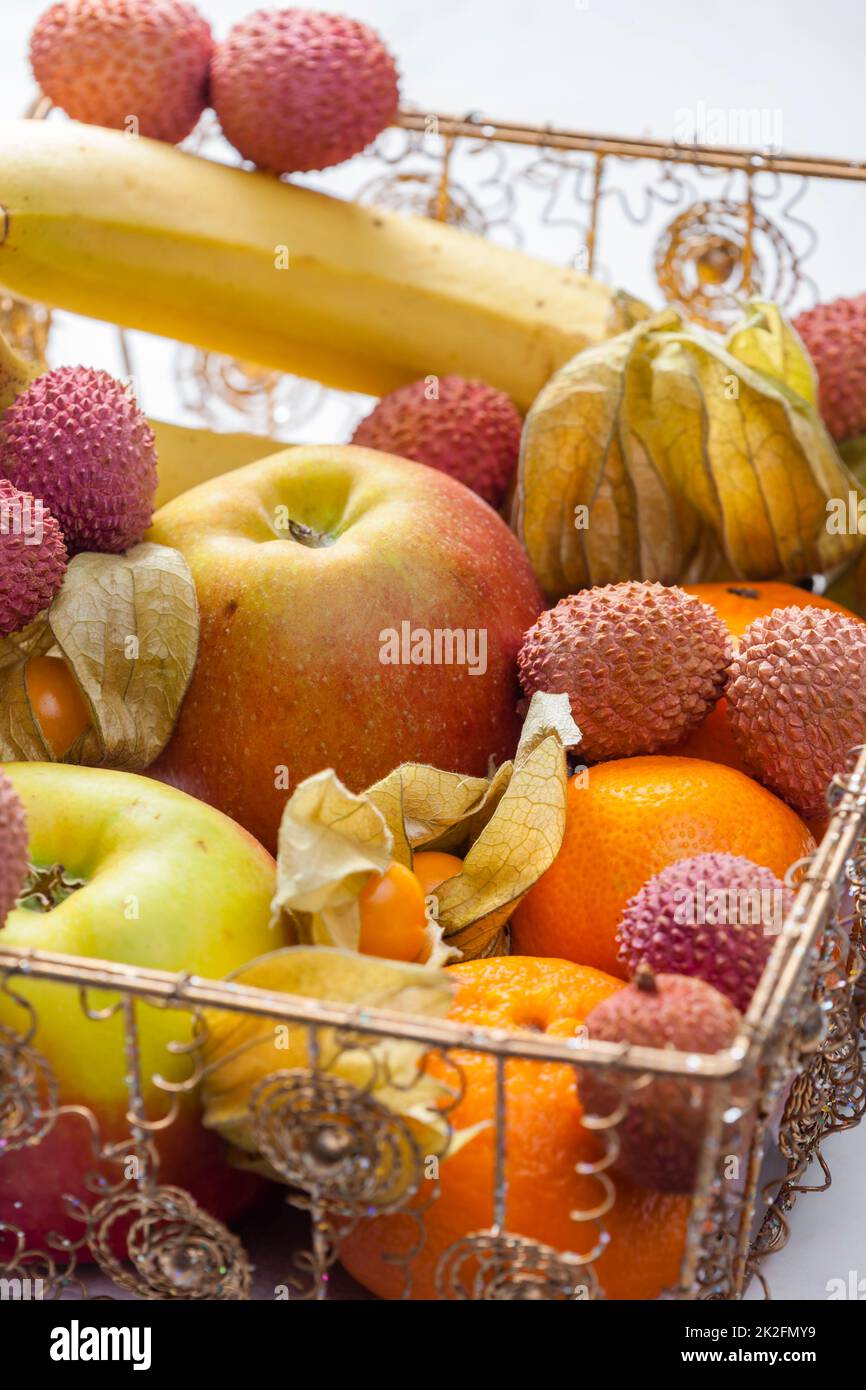 still life of fruit in the basket Stock Photo - Alamy