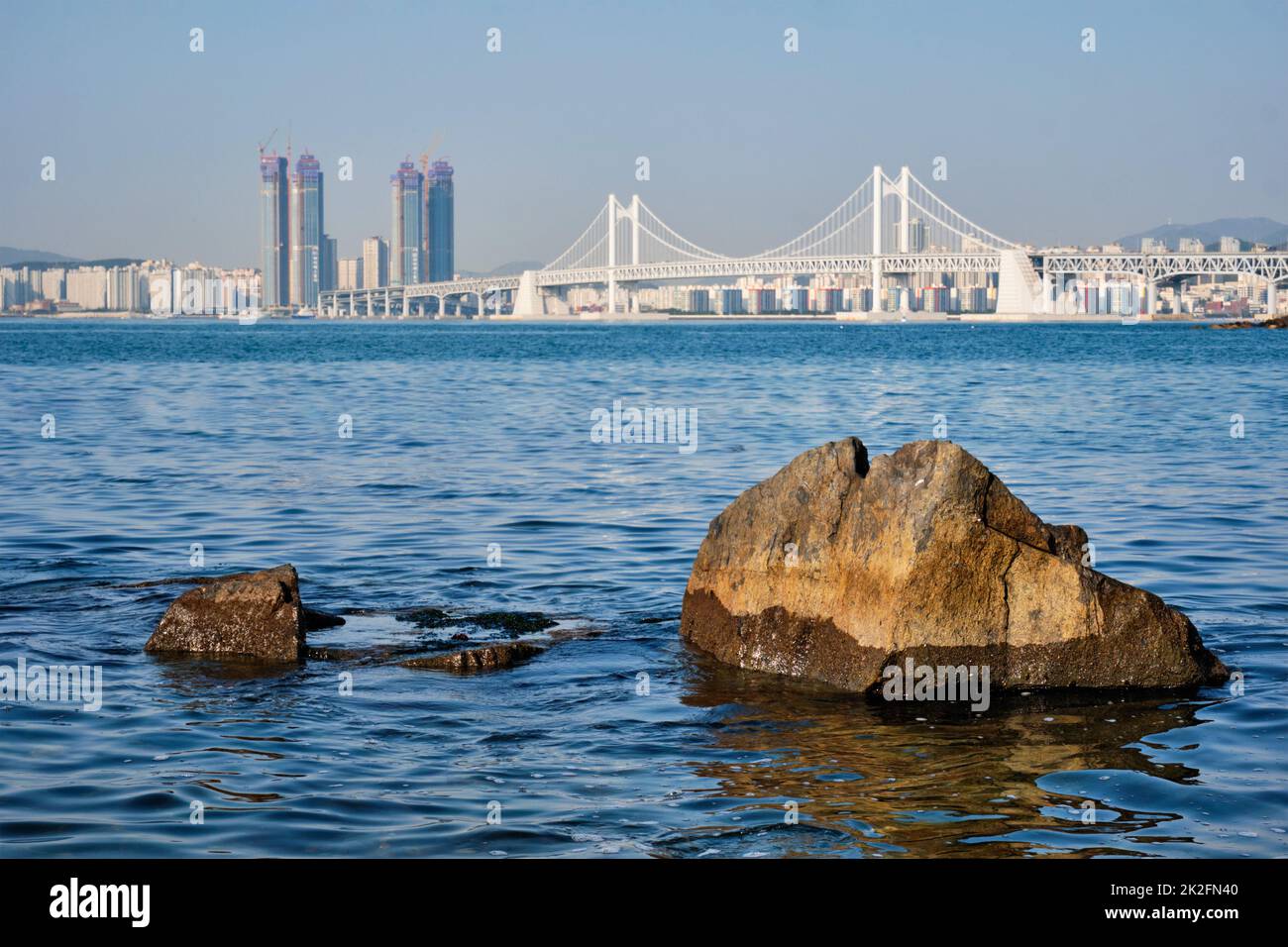 Gwangan Bridge and skyscrapers in Busan, South Korea Stock Photo - Alamy