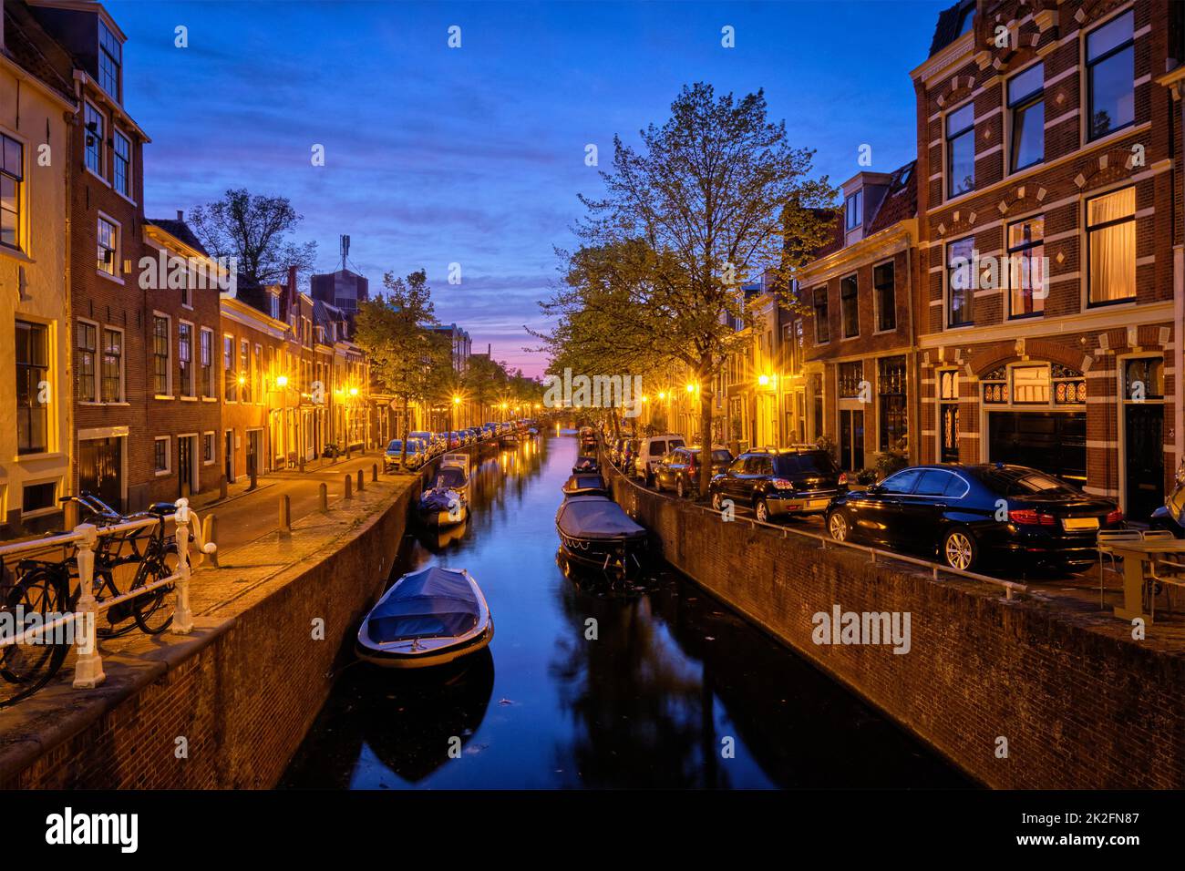 Canal and houses in the evening. Haarlem, Netherlands Stock Photo - Alamy