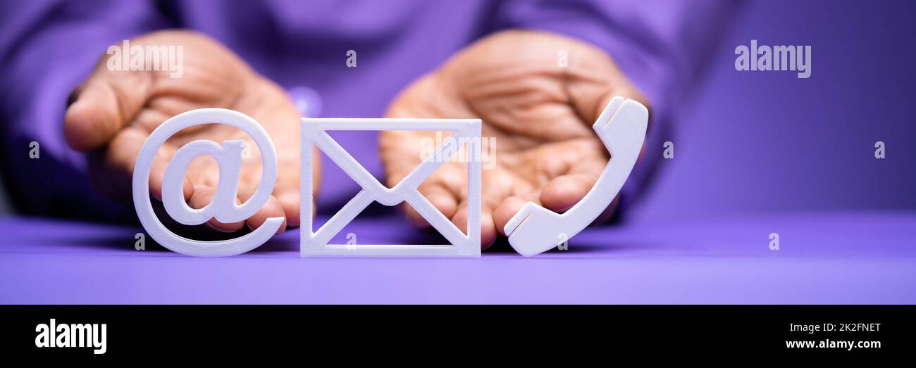 Contact Us Panoramic Banner Background Stock Photo - Alamy