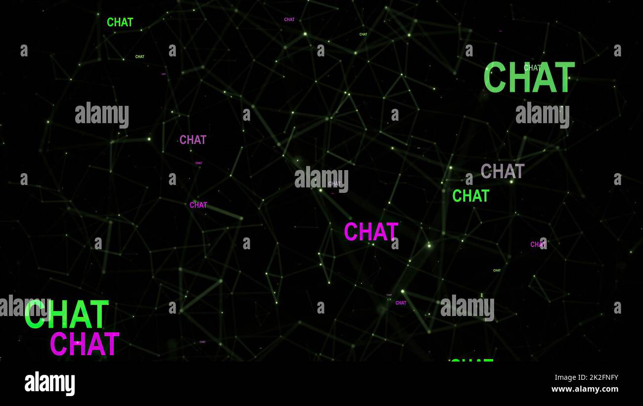 Chat text against network background Stock Photo - Alamy