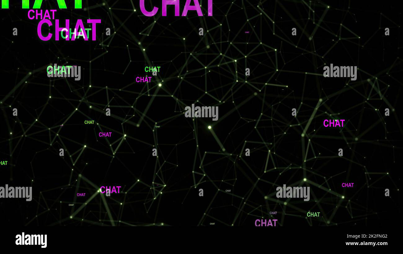 Chat text against network background Stock Photo - Alamy