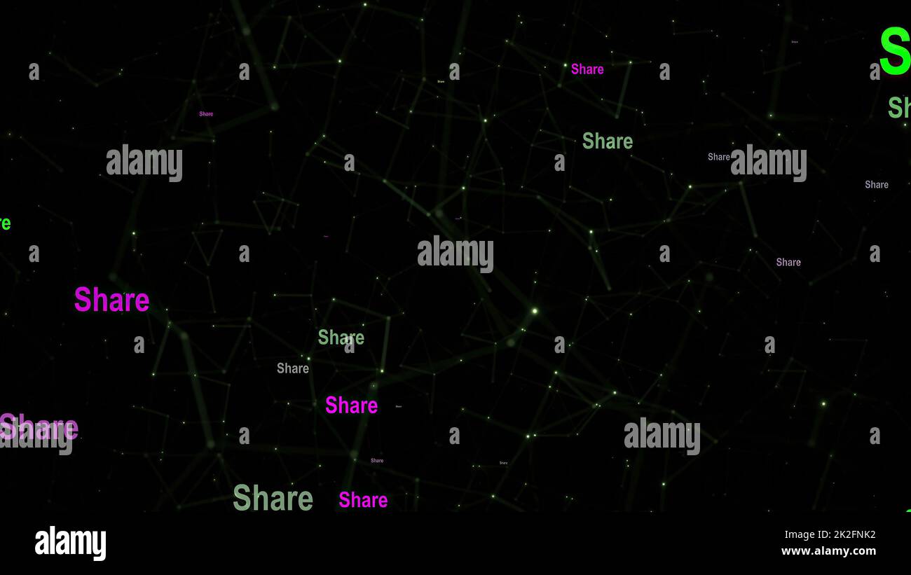 Share text against network background Stock Photo - Alamy