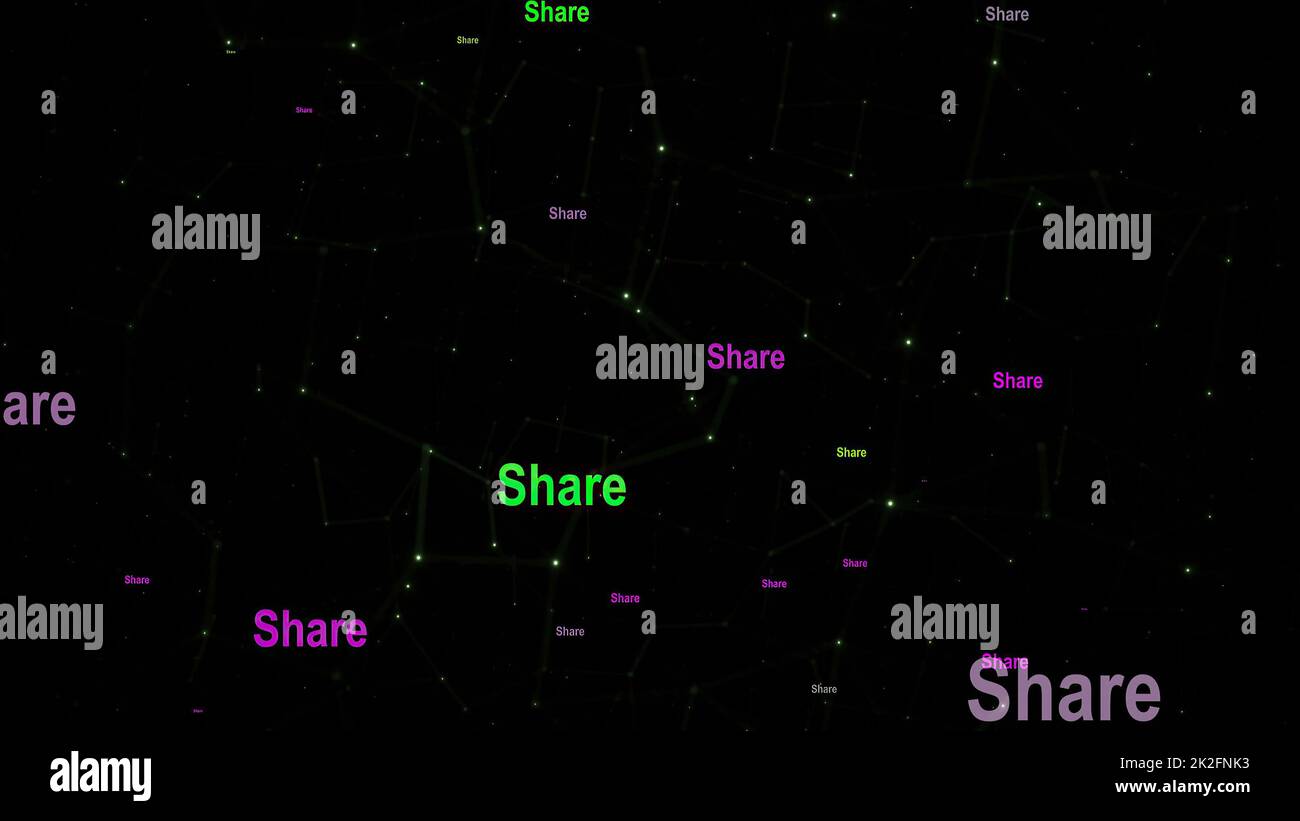 Share text against network background Stock Photo - Alamy