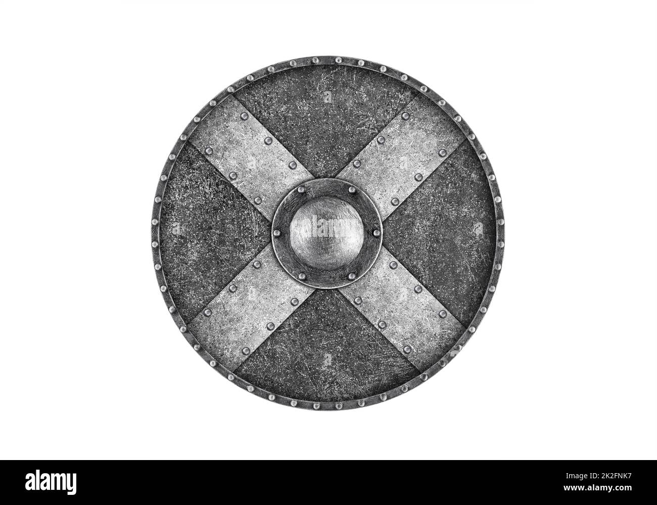 Old metal round shield isolated on white background Stock Photo - Alamy