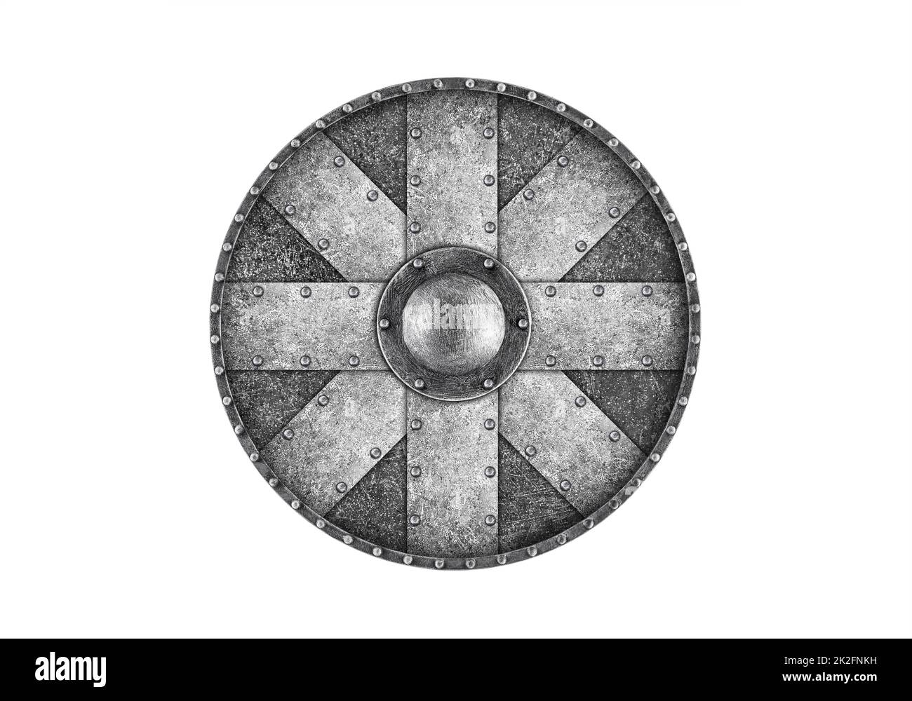 Old metal round shield isolated on white background Stock Photo - Alamy