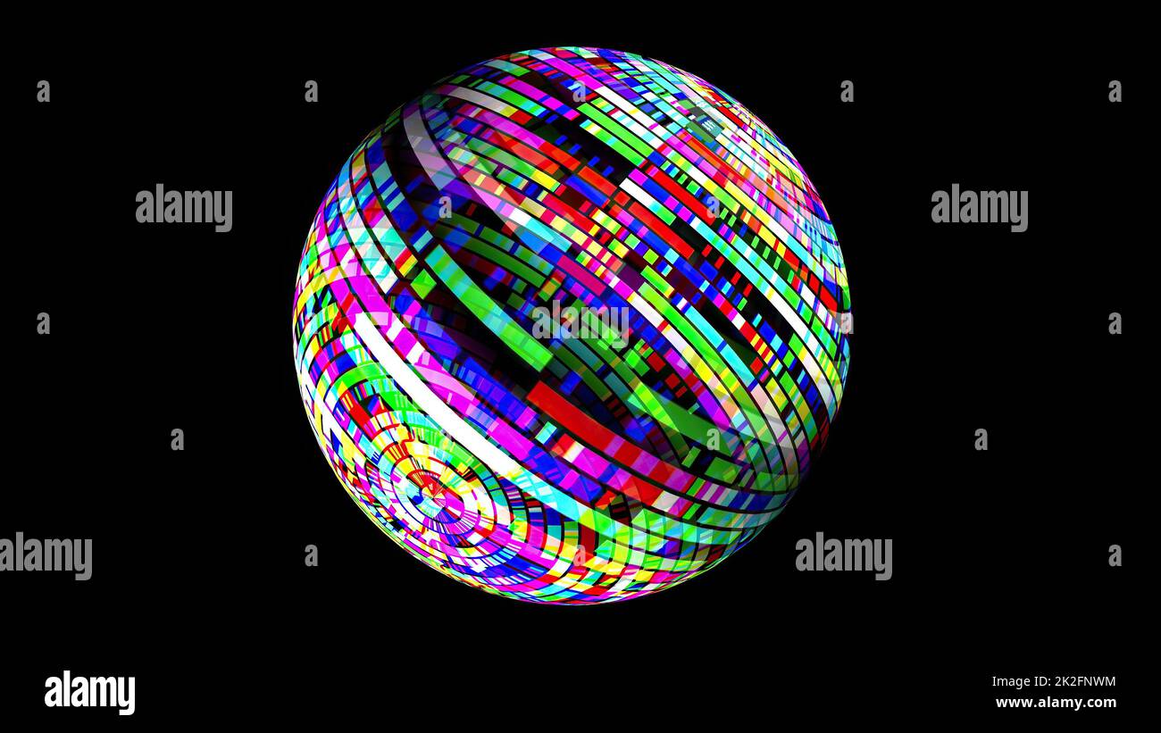 Colorful pixels on rotating sphere Stock Photo - Alamy