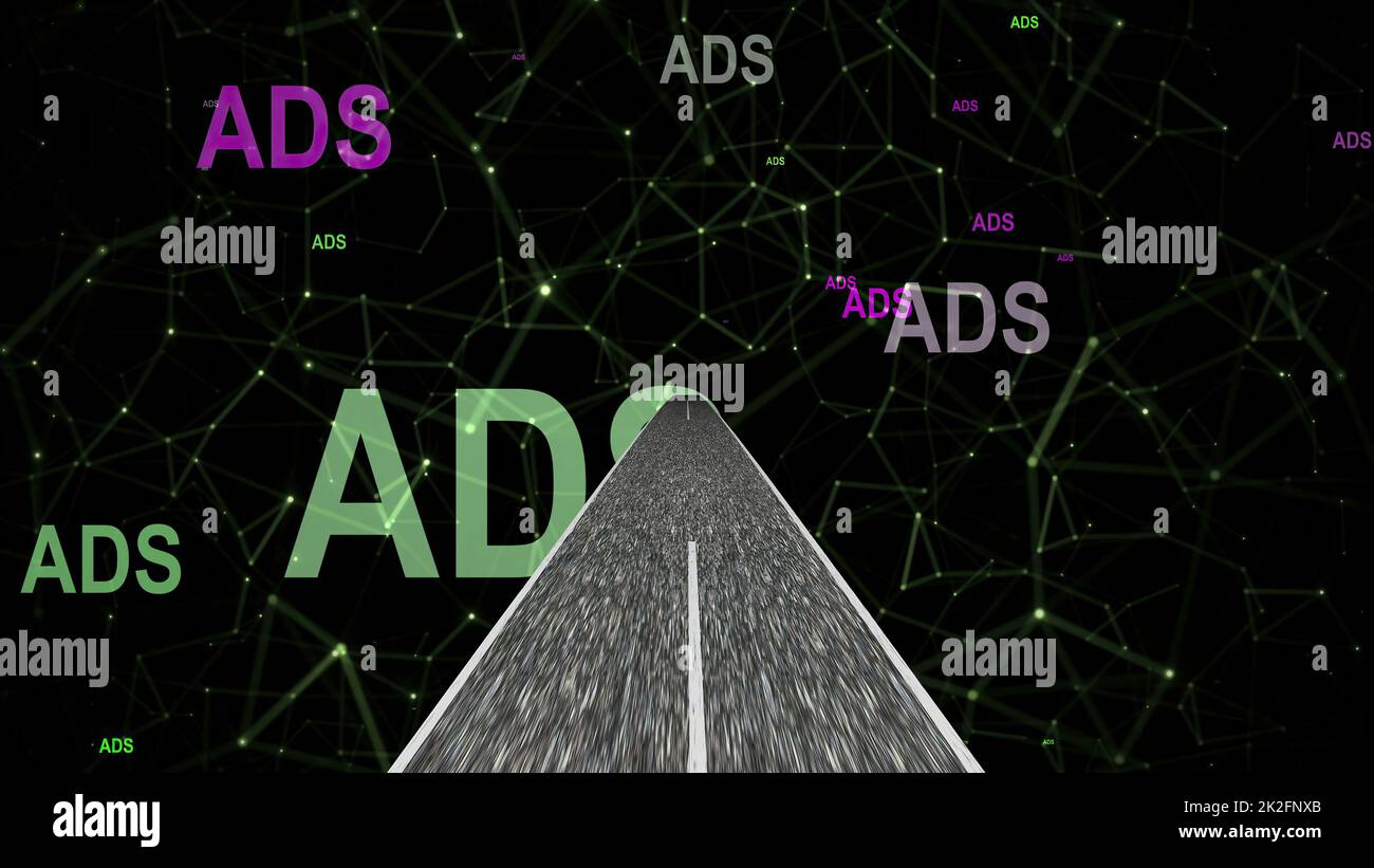 Driving to the world of adds Stock Photo - Alamy