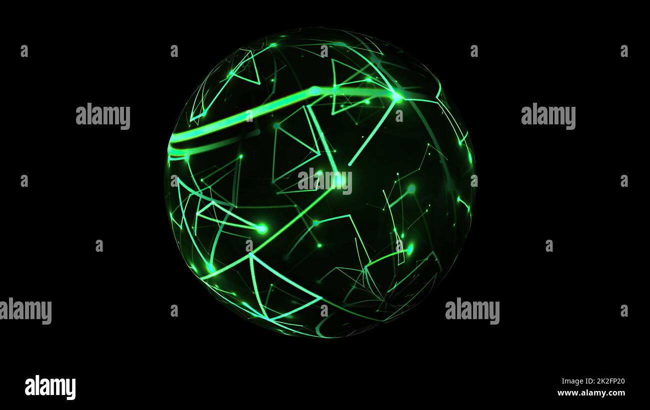 Connections concept on rotating sphere Stock Photo - Alamy