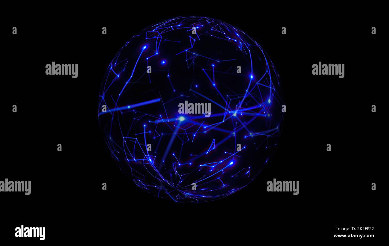 Connections concept on rotating sphere Stock Photo - Alamy