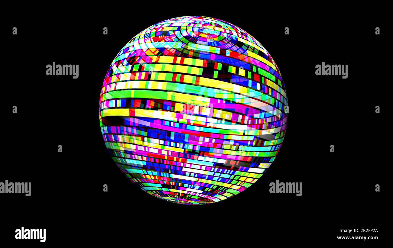 Colorful pixels on rotating sphere Stock Photo - Alamy