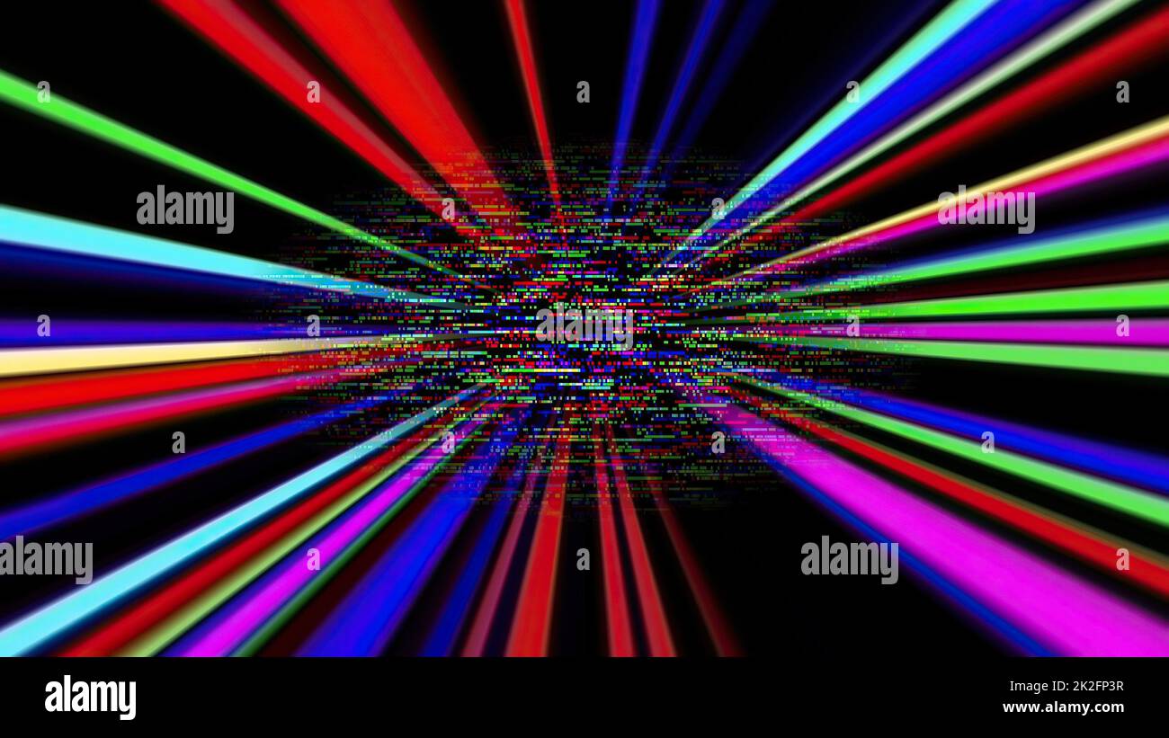 Colorful light rays and pixels Stock Photo - Alamy
