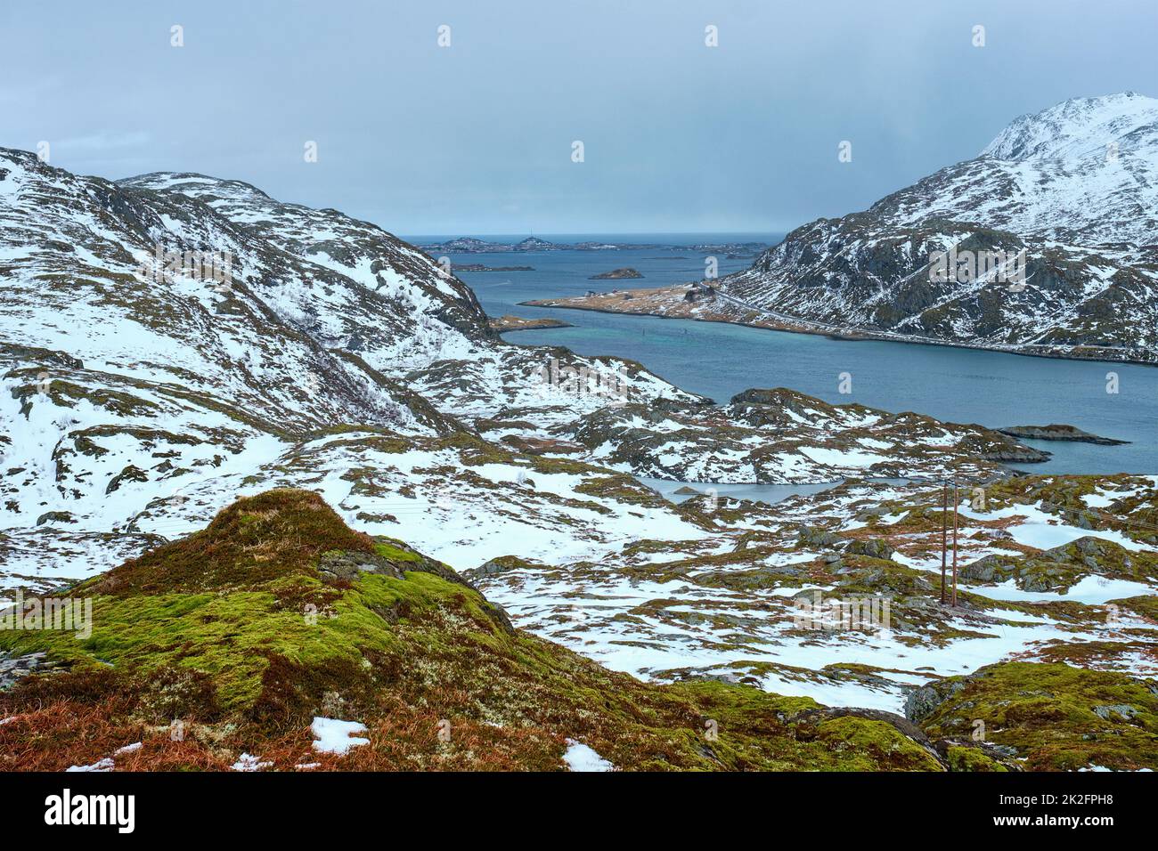 View of norwegian fjord, Lofoten islands, Norway Stock Photo - Alamy