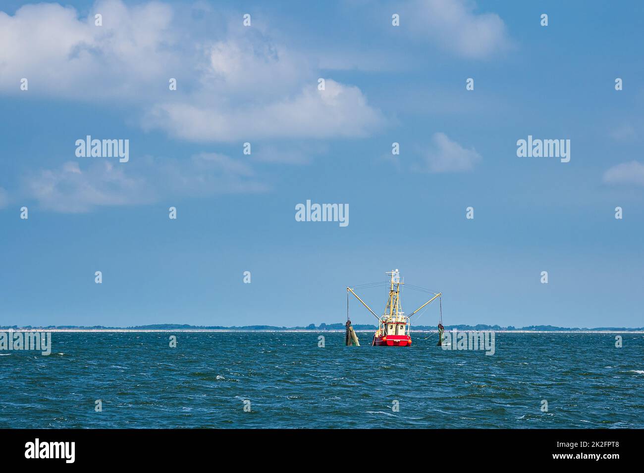 Shrimp boat on the North Sea near island Pellworm, Germany Stock Photo ...