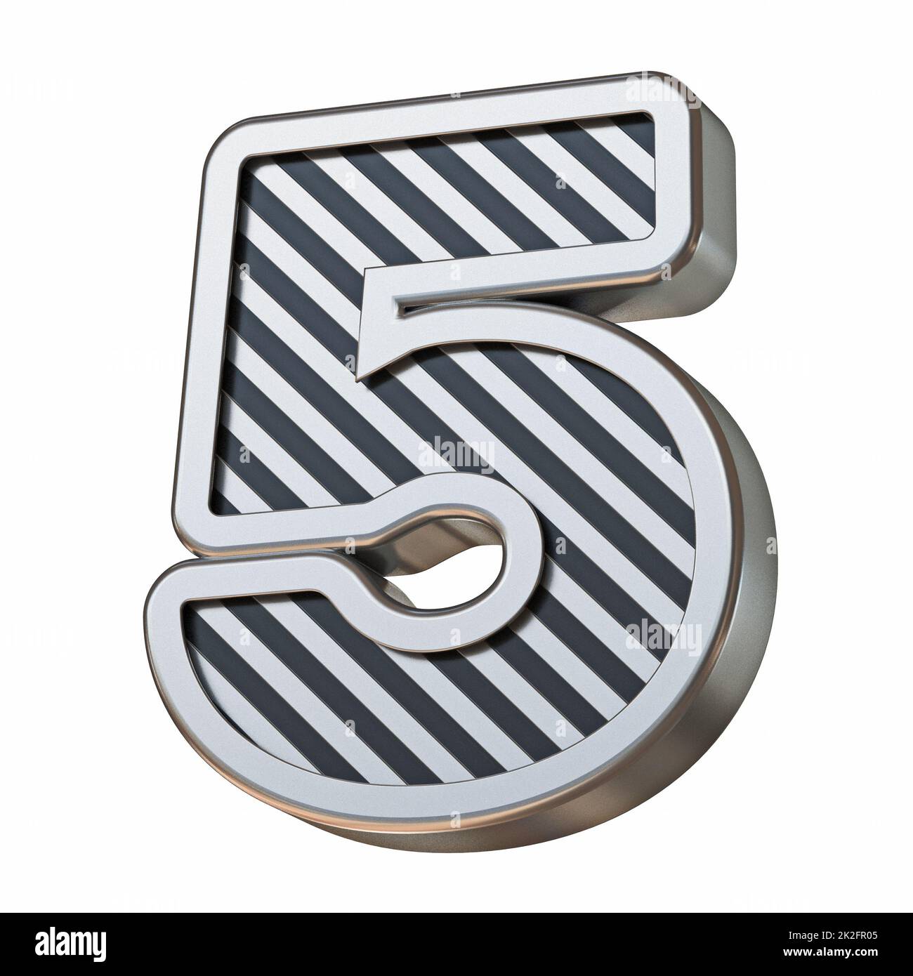 Stainless steel and black stripes font Number 5 FIVE 3D Stock Photo - Alamy
