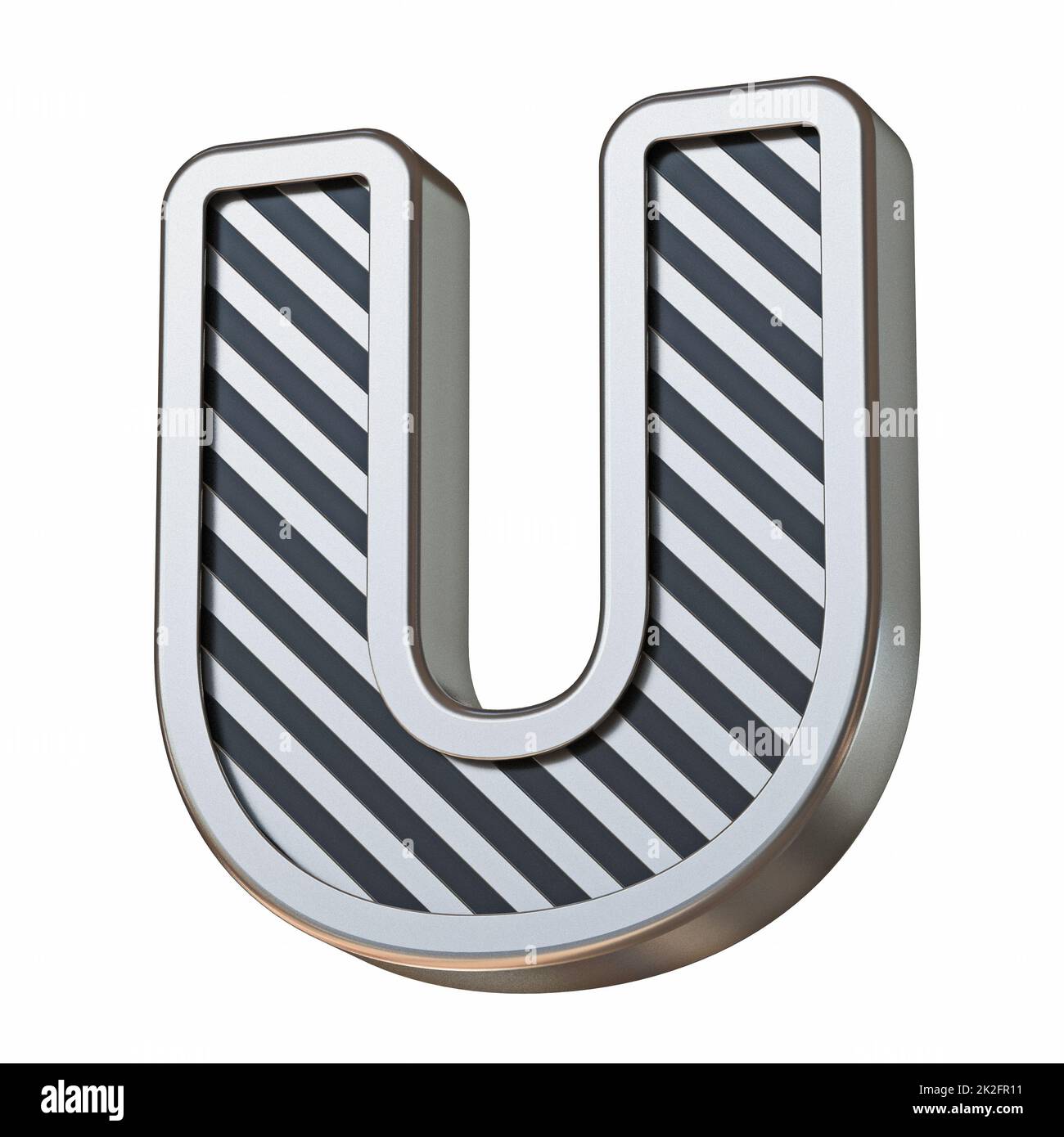 Stainless steel and black stripes font Letter U 3D Stock Photo - Alamy