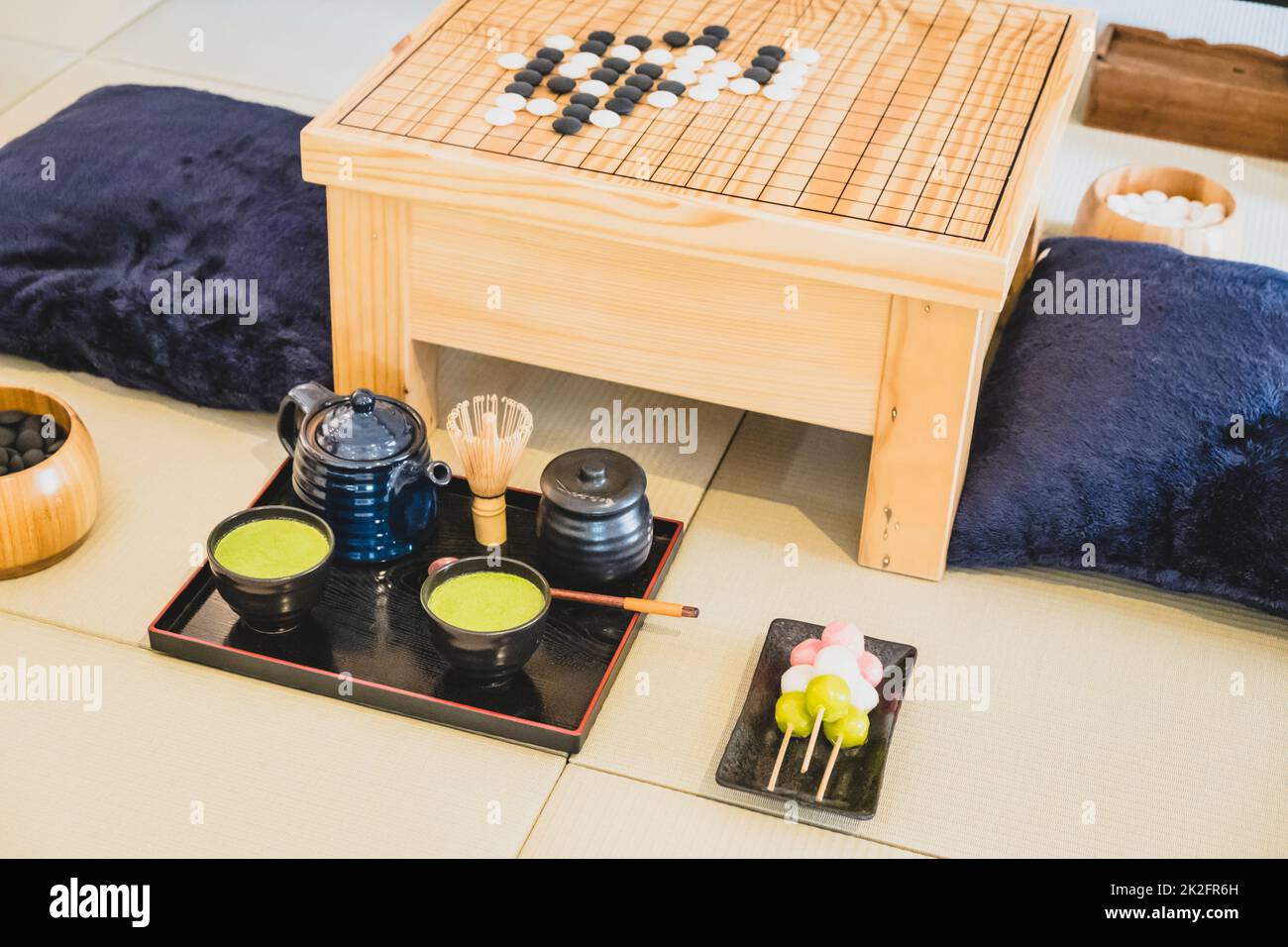 Traditional Japanese Tabletop Go strategy Games with green tea set ...