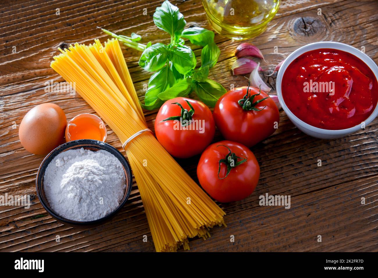 Composition with dried spaghetti, and pasta ingredients Stock Photo - Alamy