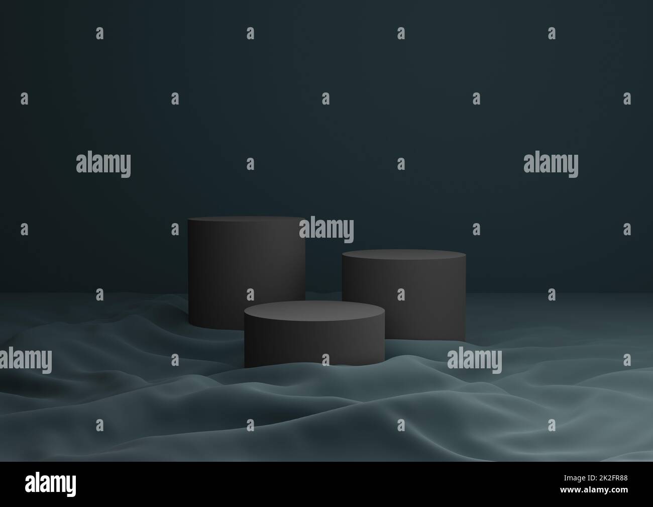 Dark Green Composition of Three Podiums or Stands for Product Display ...