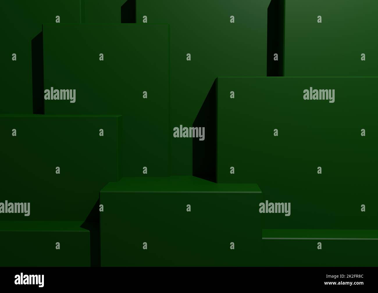 Minimal Dark Green Background 3D Studio Mockup Scene with Podiums and ...