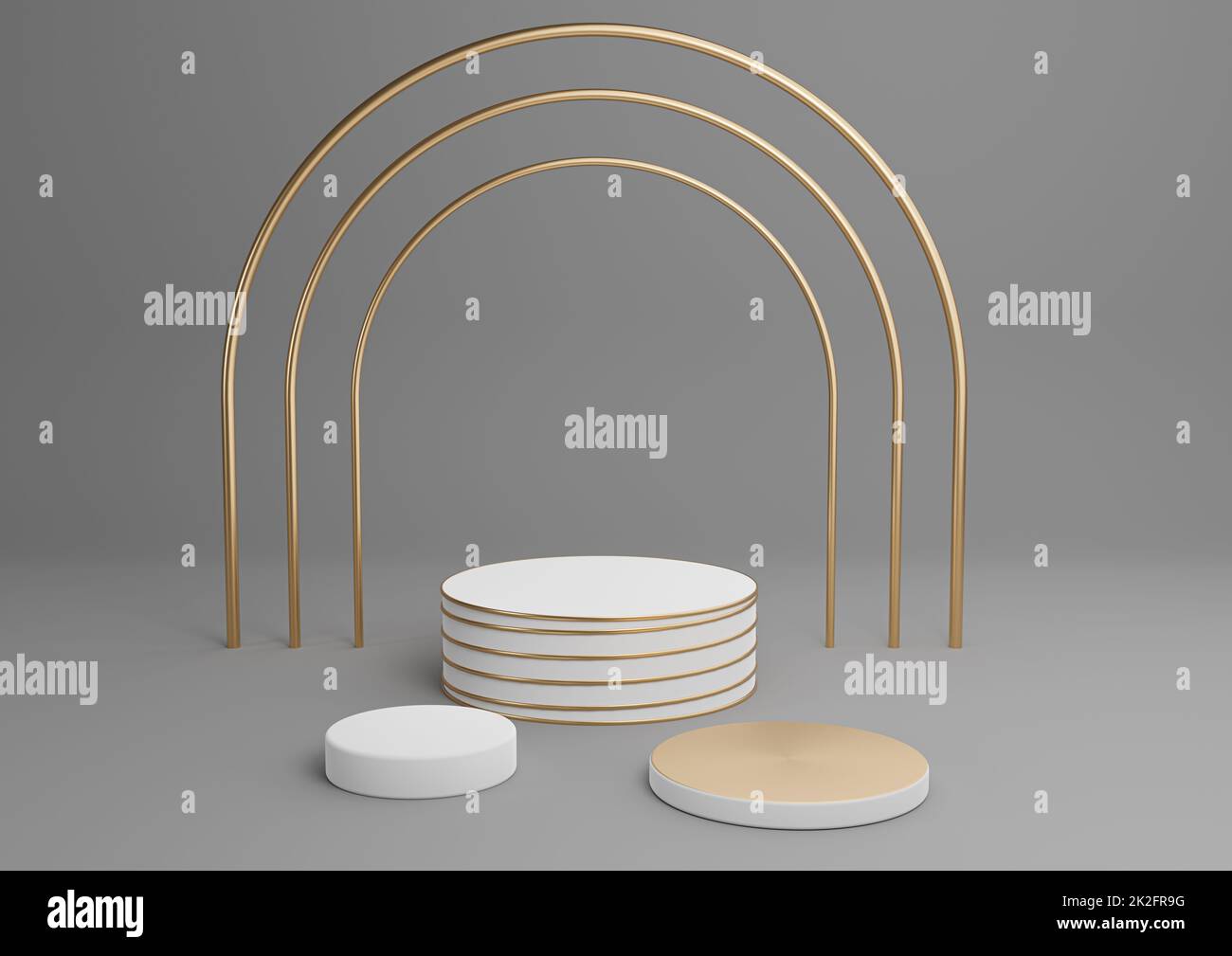 Dark graphite gray, black and white 3D rendering simple product display cylinder podiums with ...