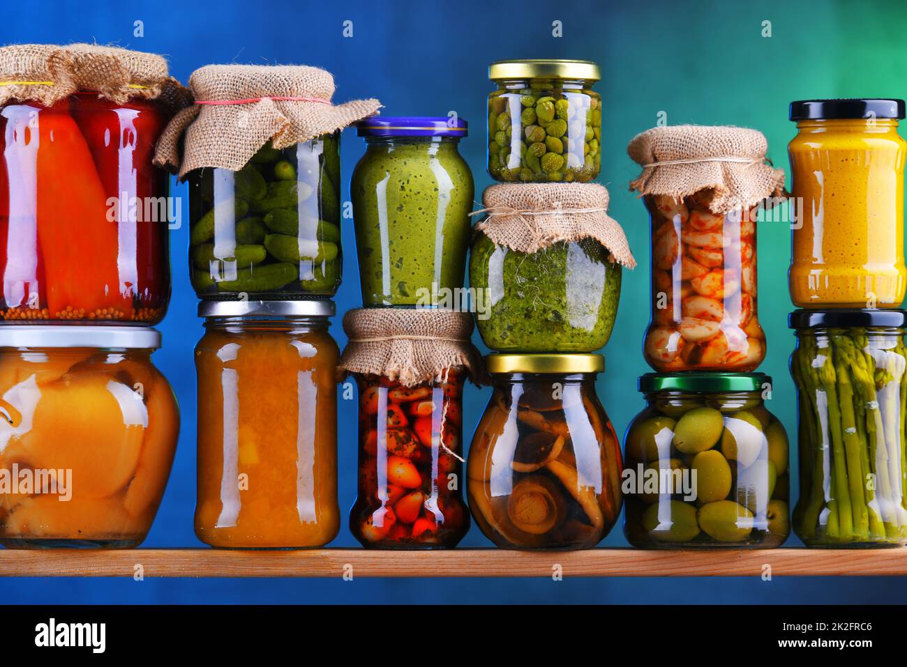 Jars with variety of pickled vegetables and fruits Stock Photo - Alamy