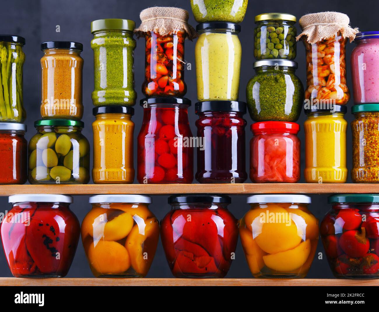 Jars with variety of pickled vegetables and fruits Stock Photo - Alamy