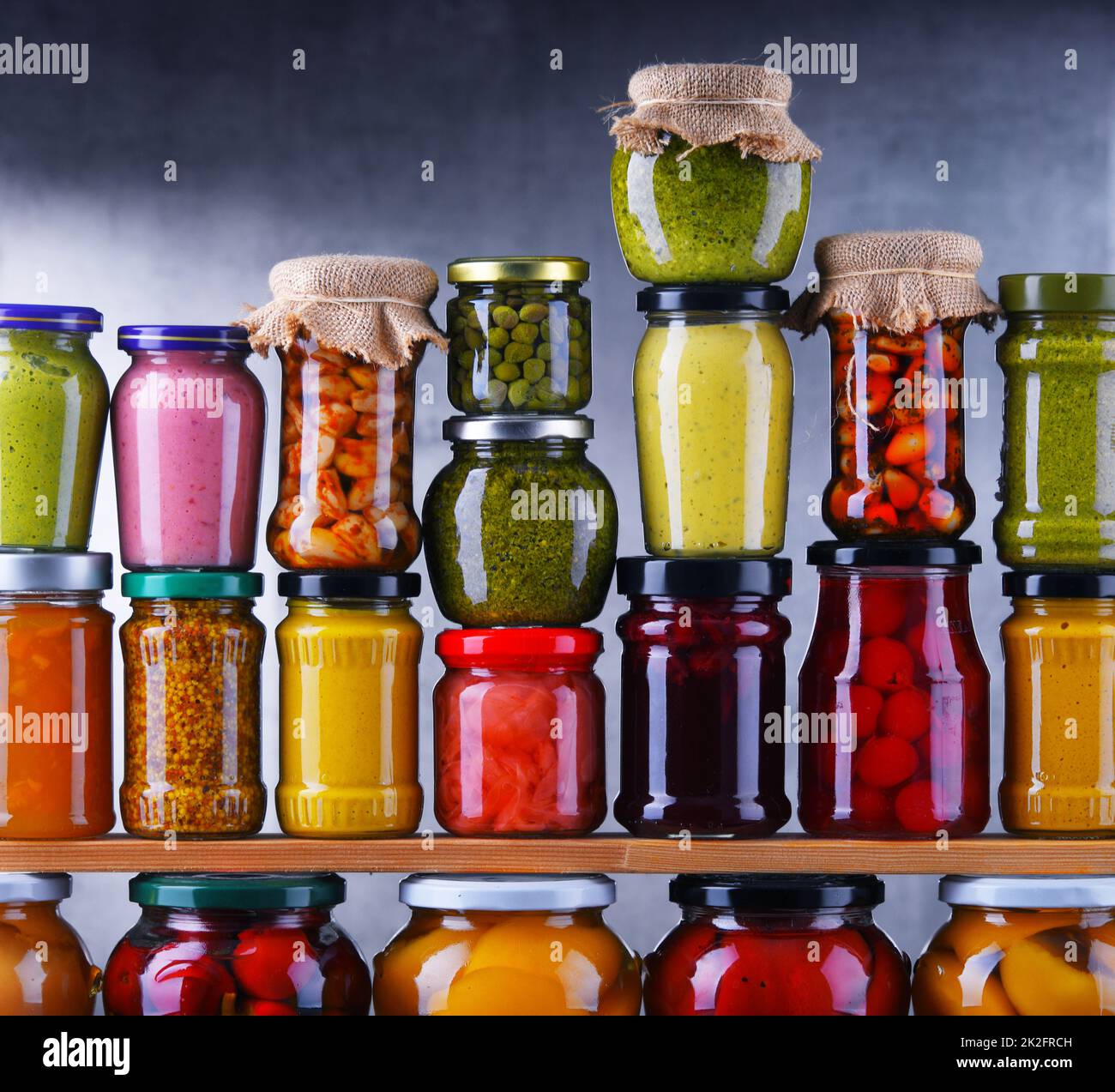 Jars with variety of pickled vegetables and fruits Stock Photo - Alamy