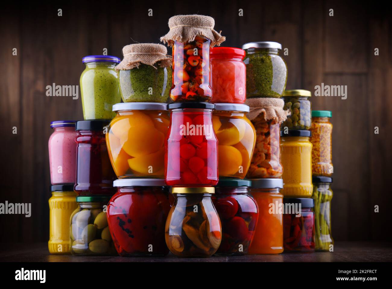 Jars with variety of pickled vegetables and fruits Stock Photo - Alamy