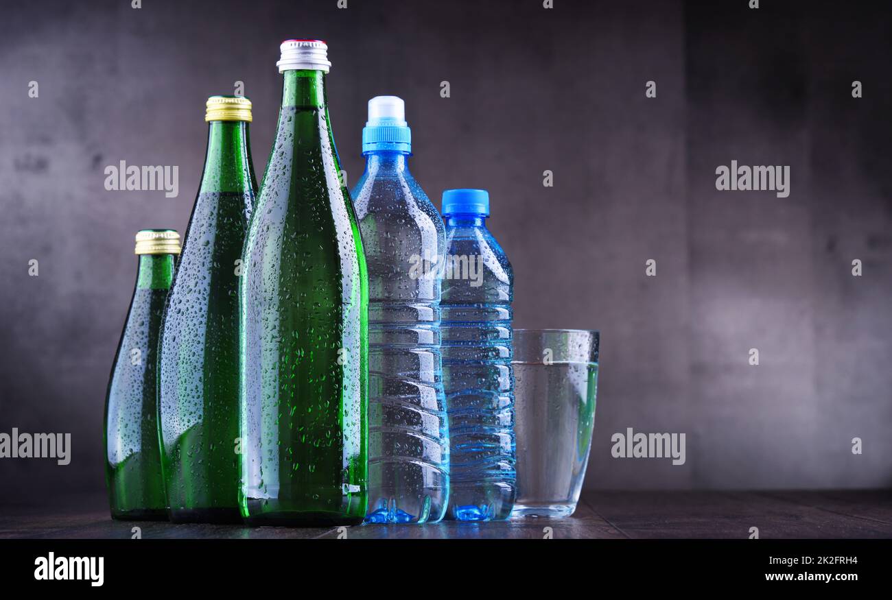 Different sorts of bottles containing mineral water Stock Photo - Alamy