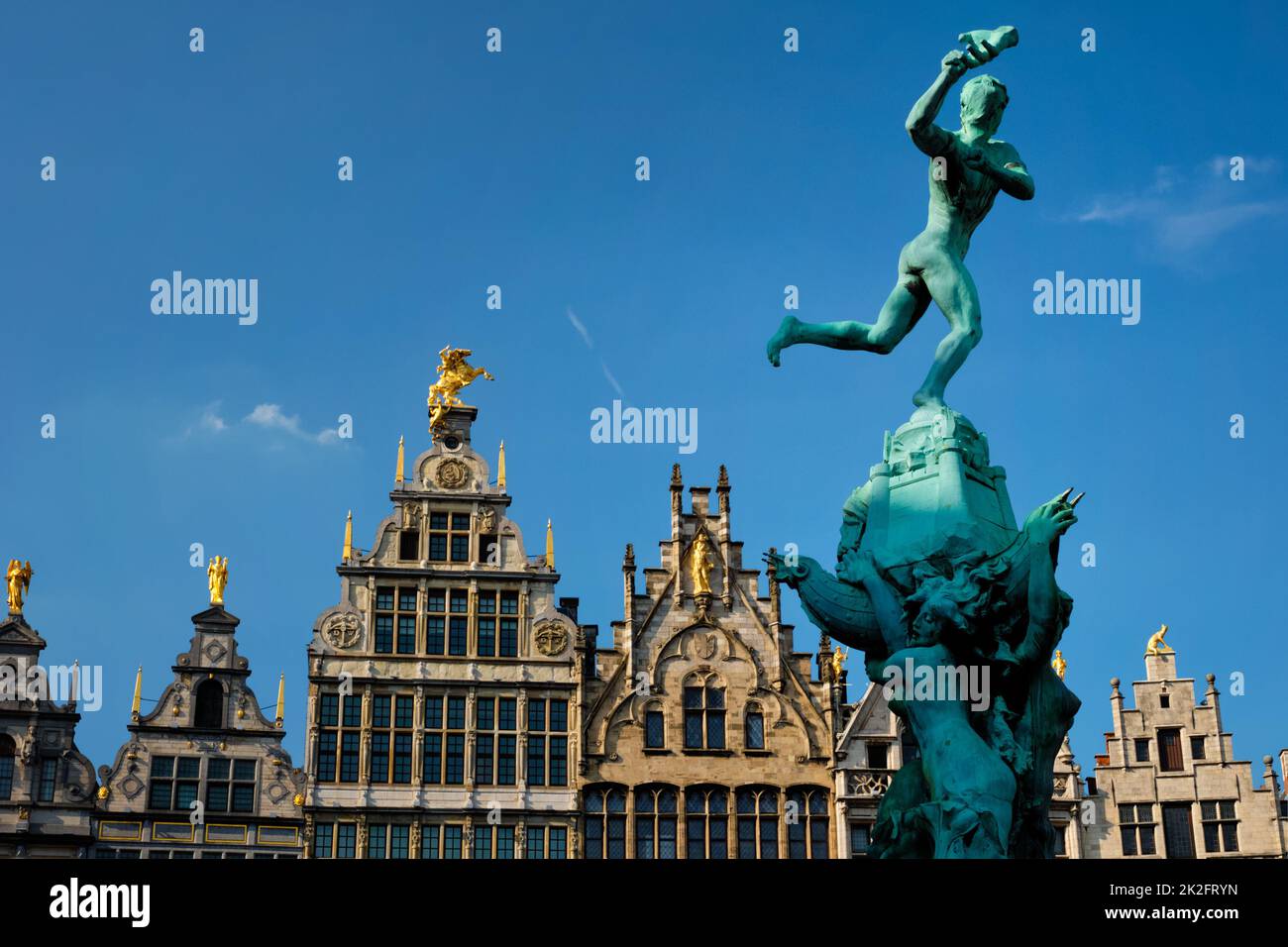 Antwerp Grote Markt old houses and monumental fountain sculpture ...