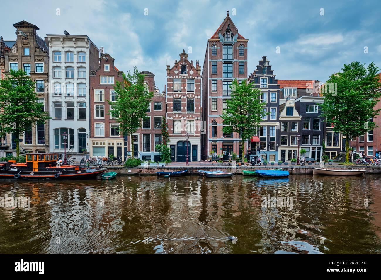 Singel canal in Amsterdam with houses. Amsterdam, Netherlands Stock ...